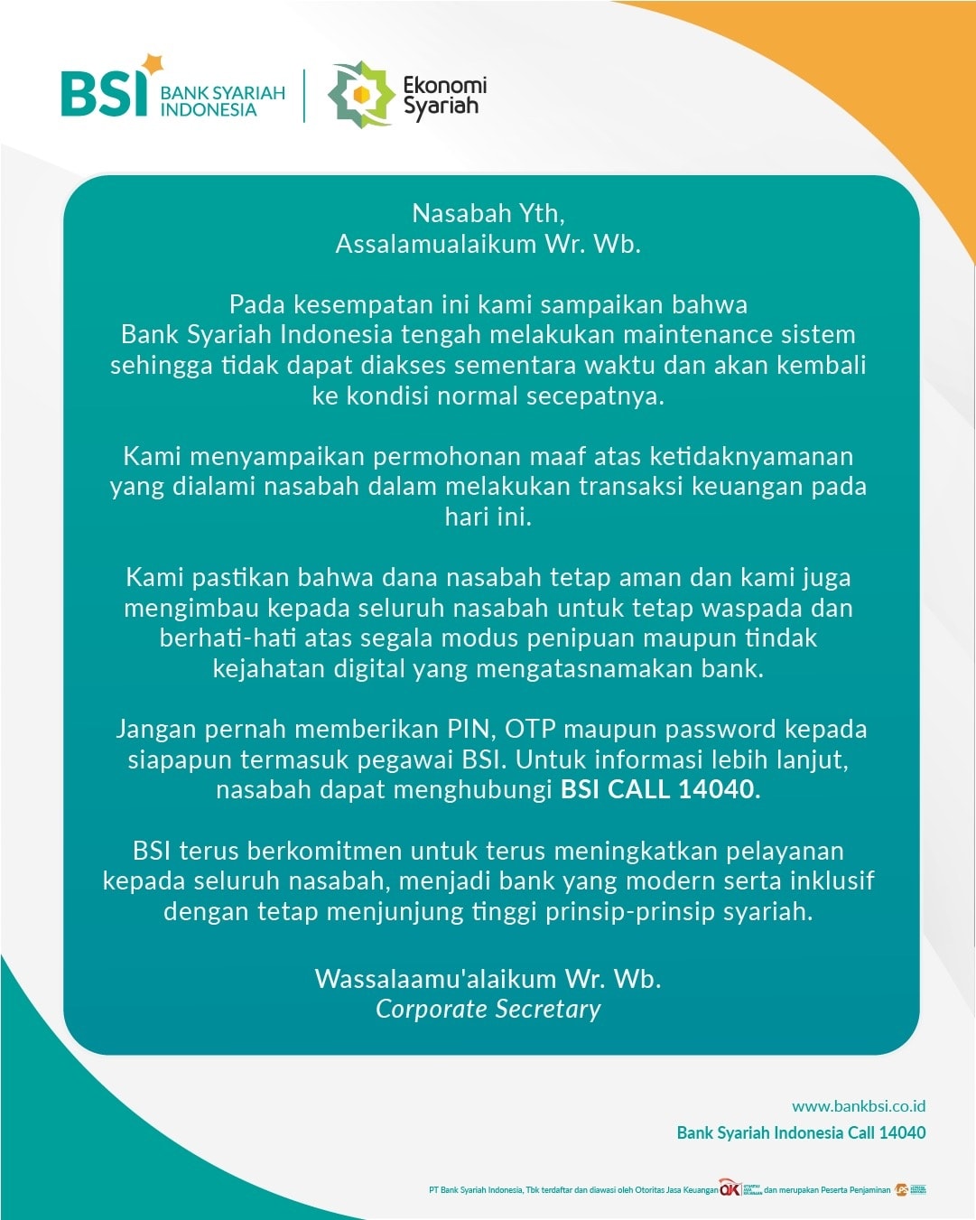 Layanan Bank BSI Down Total sudah memasuki hari kedua pasca maintenance ...